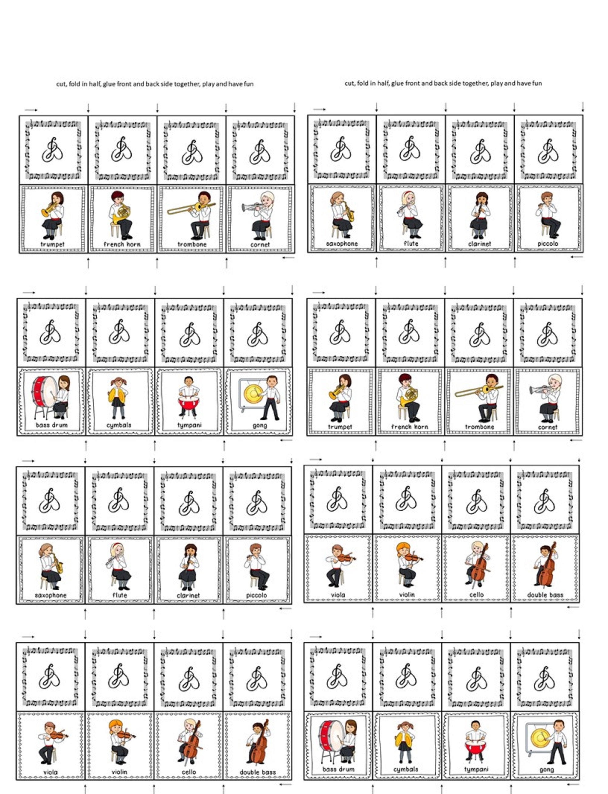 Music Instruments Memory Matching Game - Etsy