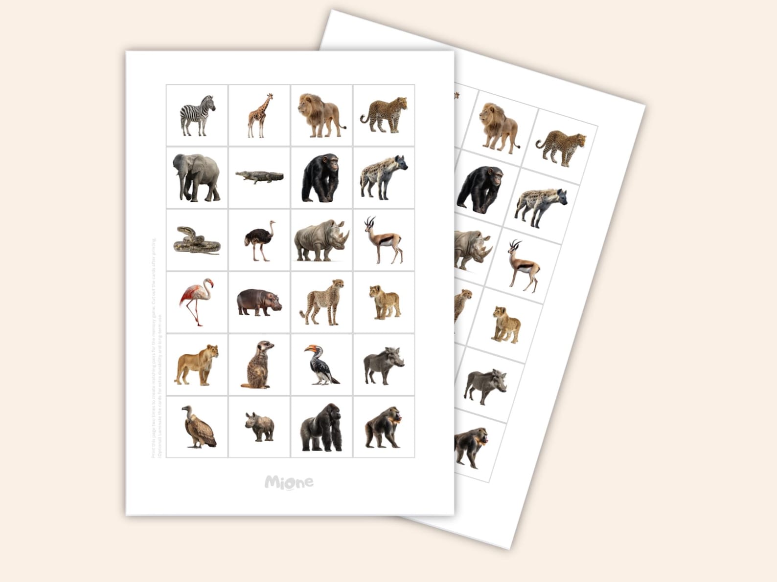 Safari Animals Memory Game Printable | African Animal Matching Cards ...