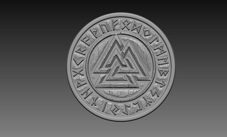 Odins Valknut Runes Circle 3D Relief STL File, Norse CNC Carving ...