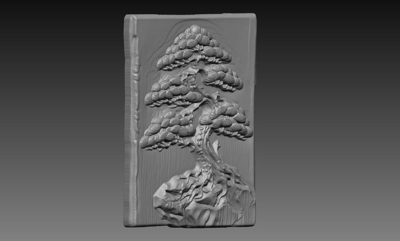 Japanese Bonsai Tree STL File, Zen Wall Art CNC Carving Model (digital ...