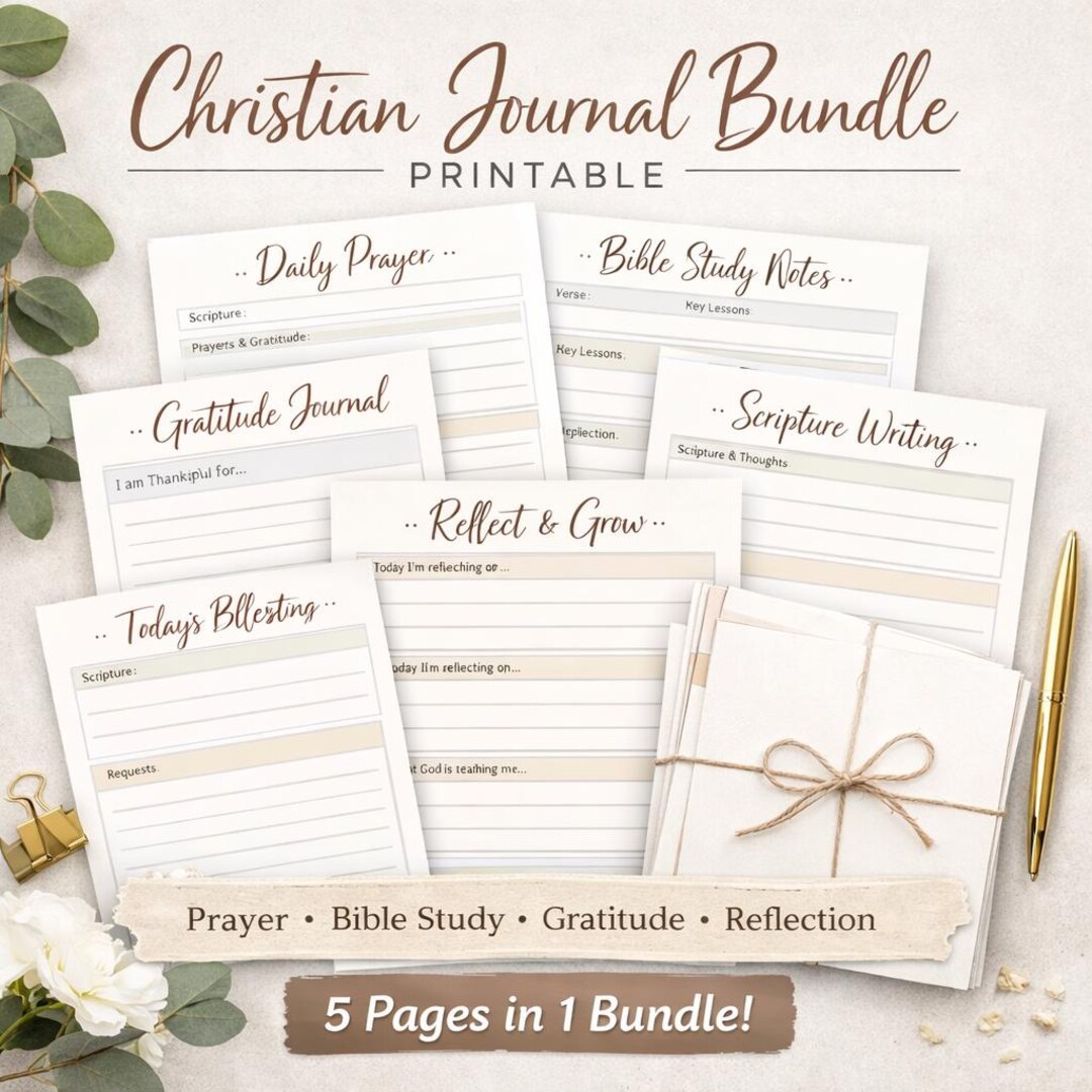 Christian Journal Bundle Printable, Prayer Journal, Bible Study Planner ...