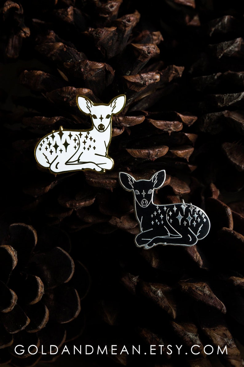 Star Fawn Enamel Lapel Pin in Black and Silver / Black Deer - Etsy