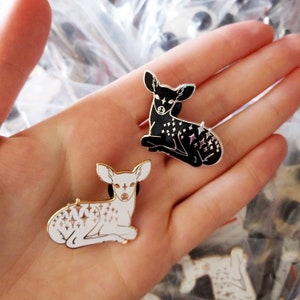Star Fawn Enamel Lapel Pin in Black and Silver / Black Deer Enamel Pin ...
