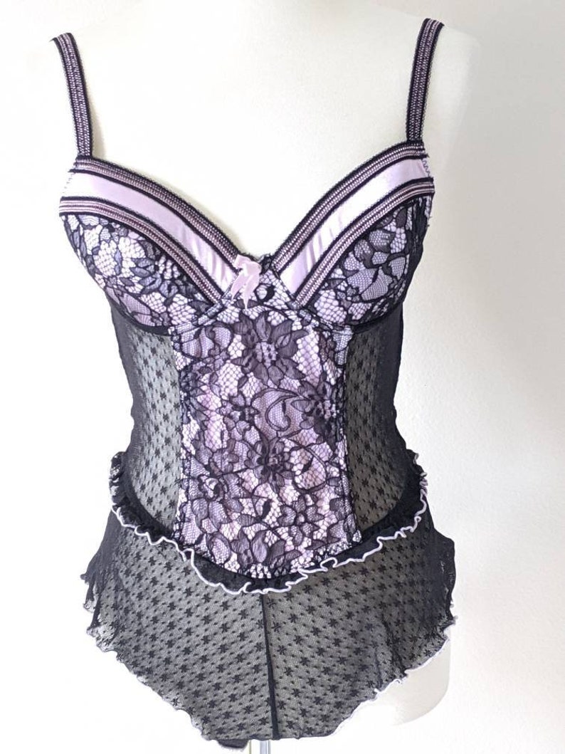 Vintage Sexy Teddy Black Sheer Teddy Floral Sheer Teddy Etsy