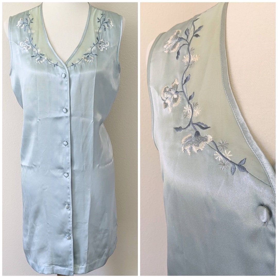 Vintage Robe Embroidery Women Robe Sleeveless Night Shirt - Etsy