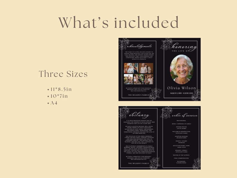 Elegant Funeral Program Template: Canva Celebration of Life Program ...