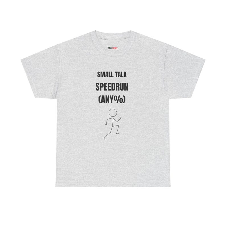 Funny Small Talk Speedrun Shirt - Minimalist Social Battery Gamer Tee ...