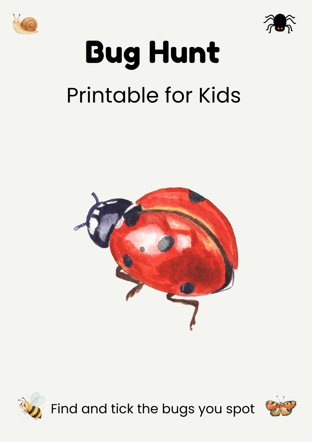 Bug Hunt Printable for Kids Nature Scavenger Hunt Worksheet Instant ...