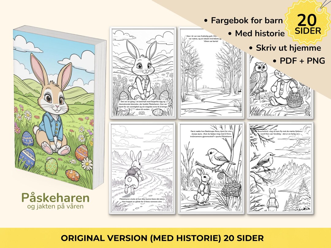 Easter Coloring Book With Story PDF | Påskeharen Fargebok Med Historie ...