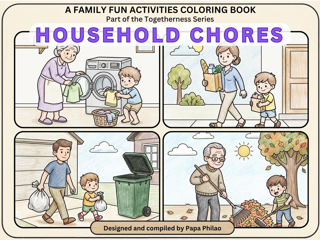Household Chores - Family Coloring Book - Etsy