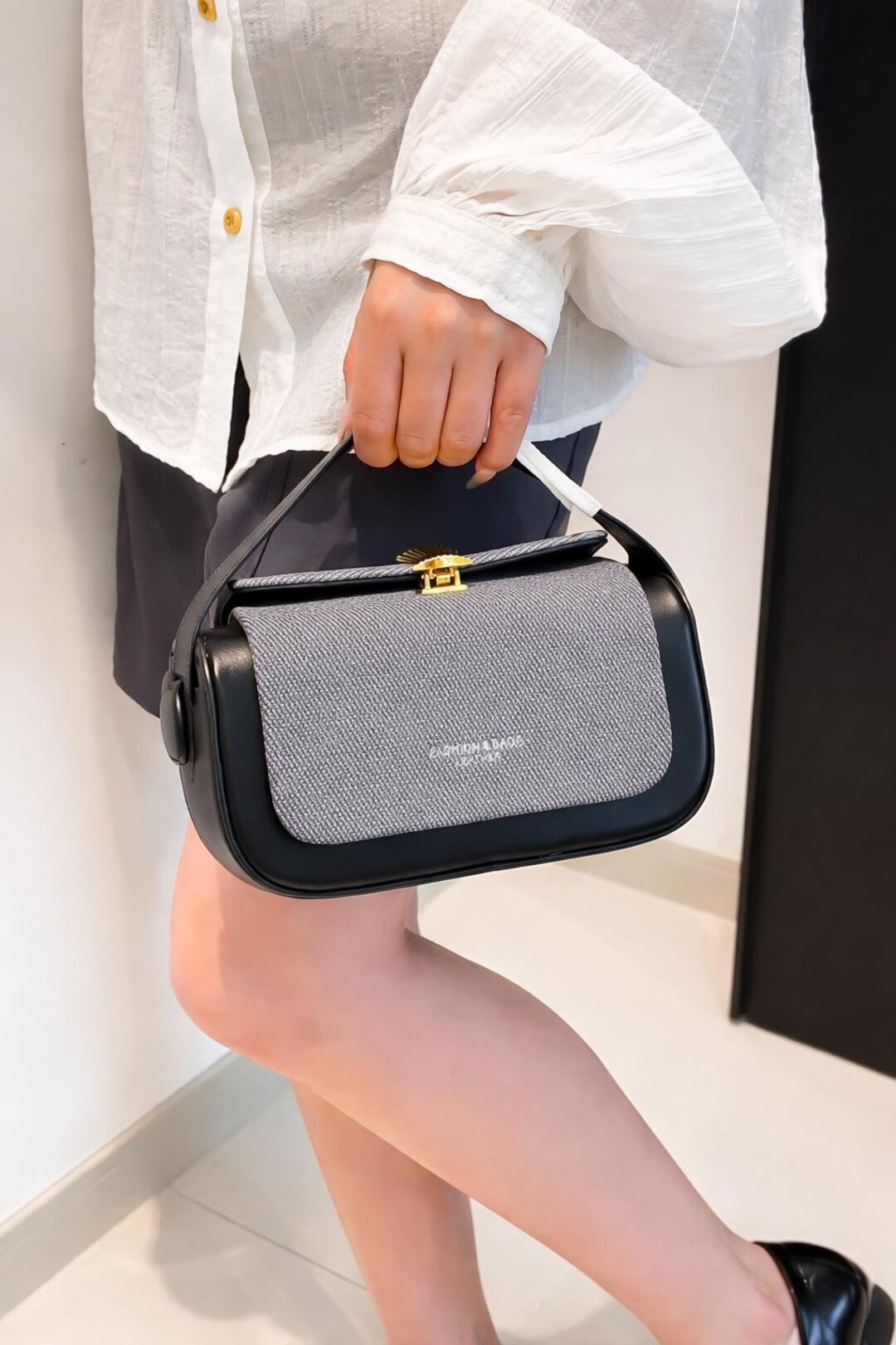Mini Top Handle Bag, PU Leather Crossbody Bag, Elegant Small Handbag ...