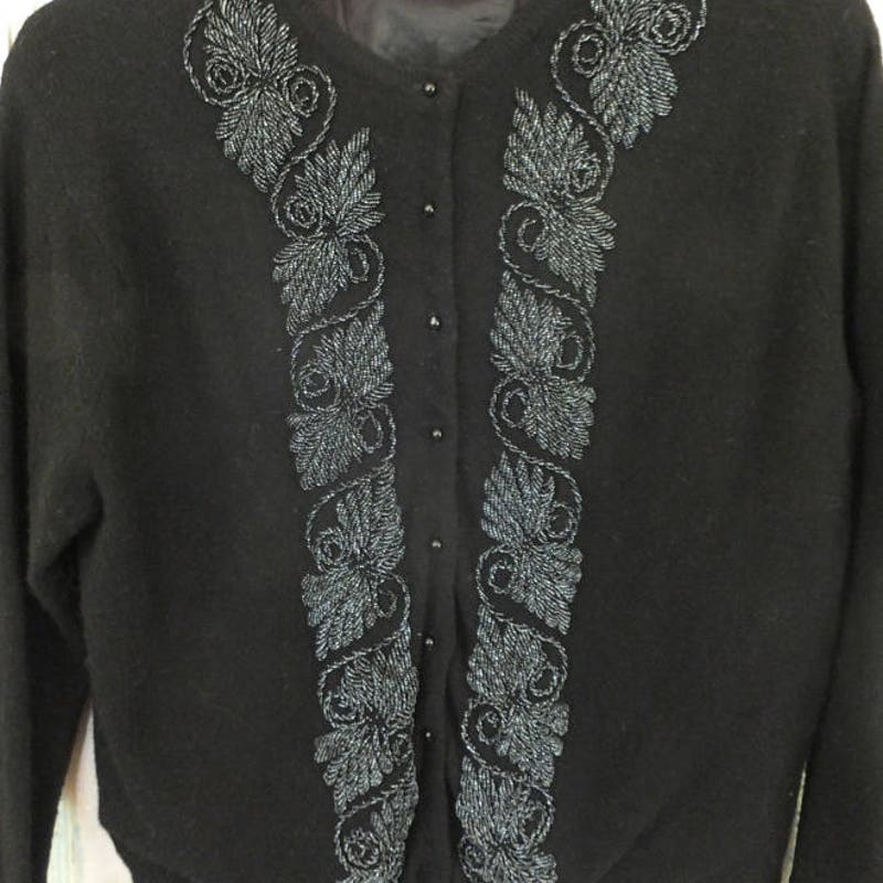 Black Beaded Sweater - Etsy