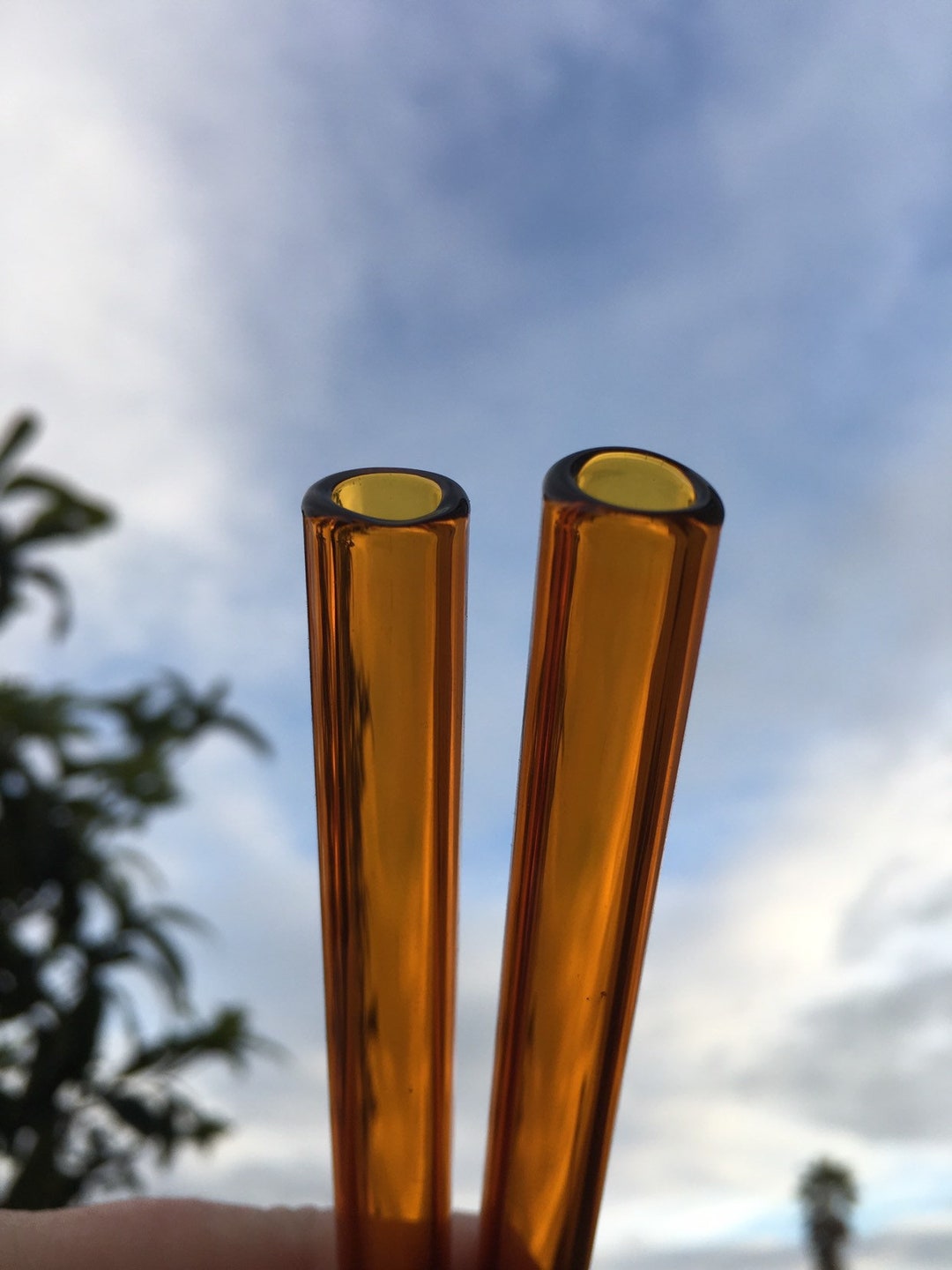 X2 Borosilicate 12mm Glass Straws Set Burnt Orange Sunset Wide ...