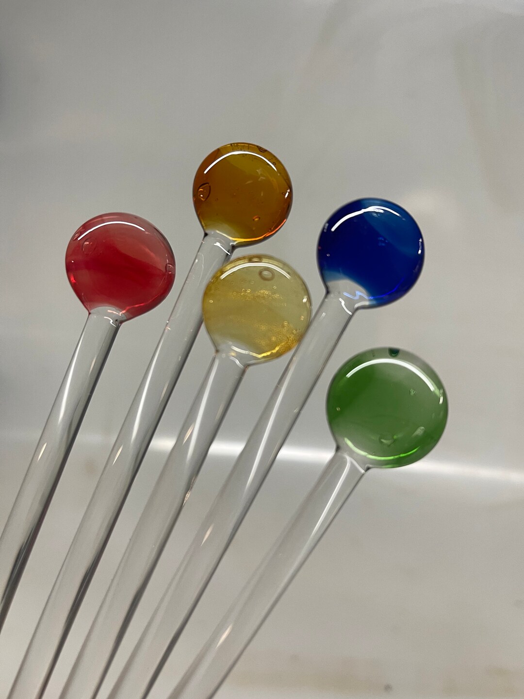 Customizable Rainbow Colors Glass Stir Sticks Set of 5 by ...