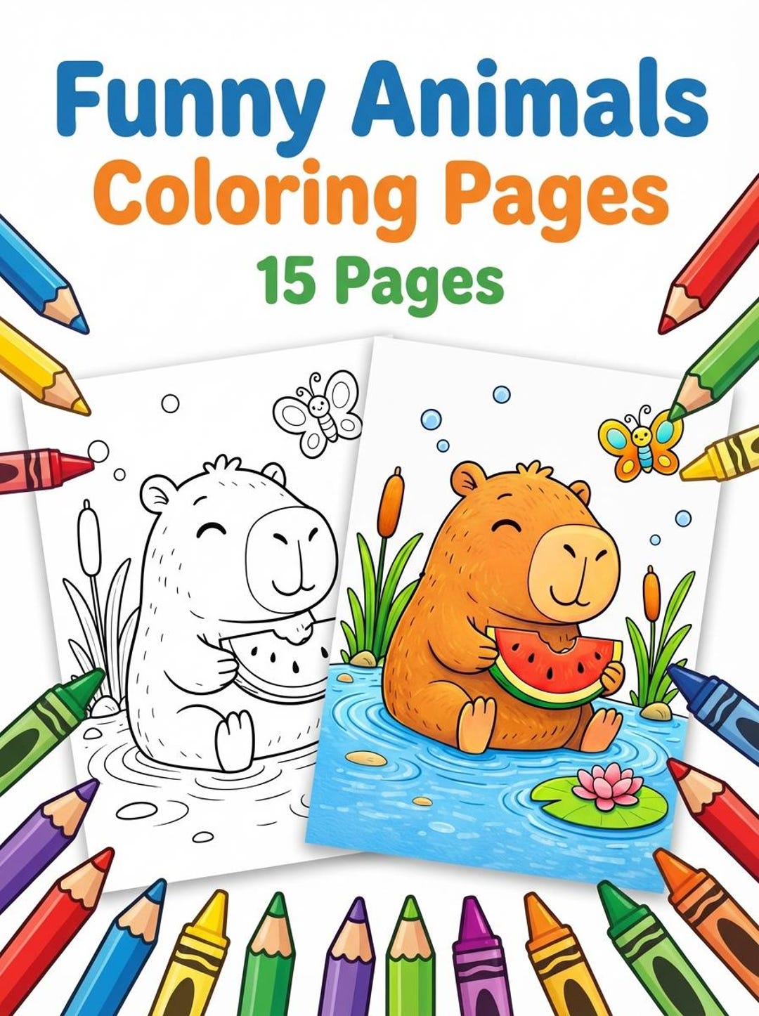 Funny Animals Coloring Pages - Etsy