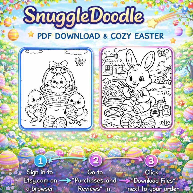 Easter Coloring Pages for Kids | Bunny, Chick, Eggs (PDF Download) - Etsy