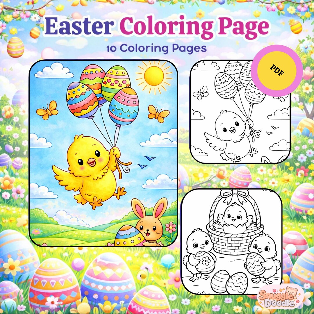Easter Coloring Pages for Kids | Bunny, Chick, Eggs (PDF Download) - Etsy