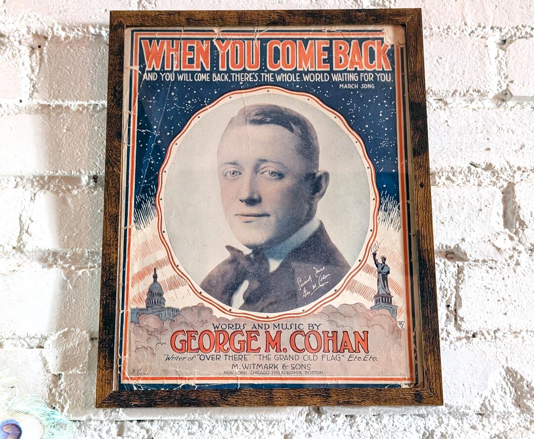 Framed 1918 Vintage WWI Sheet Music "when You Come Back" Soldier March ...