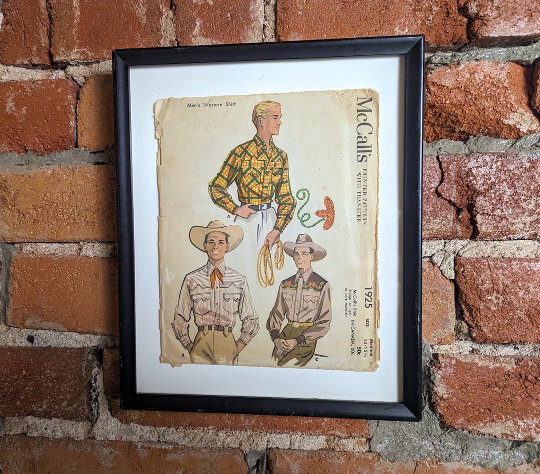 1956 Vintage Men's Western Shirt Pattern Authentic Mccall's Pattern ...