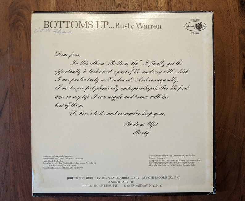 1968 Vintage ADULTS ONLY Bawdy Comedy LP Rusty Warren - Etsy