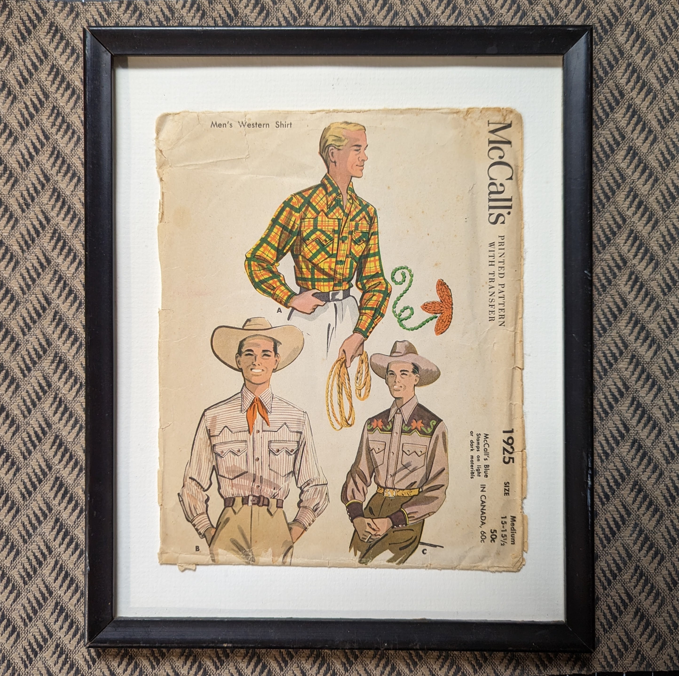 1956 Vintage Men's Western Shirt Pattern Authentic Mccall's Pattern ...