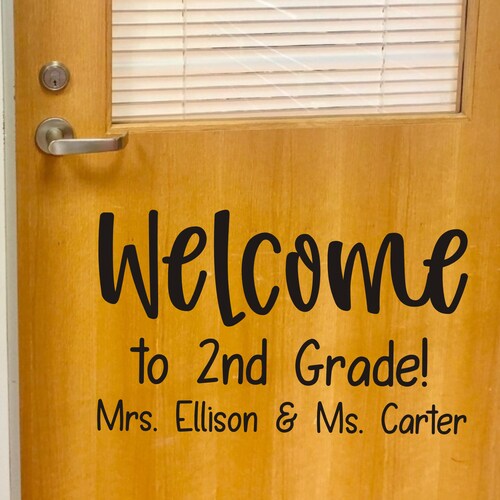 Welcome Teacher Name and Grade Decal Set Classroom Door Wall - Etsy