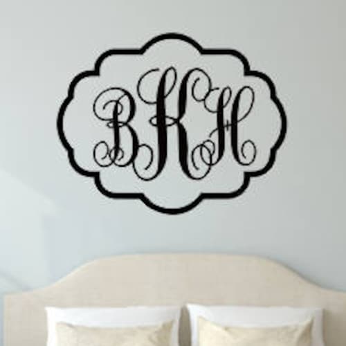 Vine Monogram Decal Large Vinyl Wall Decal Interlocking Swirly - Etsy