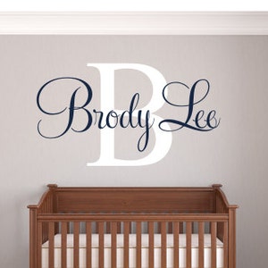 Personalized Monogram Decal Vinyl Wall Decal Boy Girl Nursery Bedroom ...
