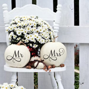 Mr and Mrs Pumpkin Decals Small Decals Set of Two Wedding Decals DIY ...