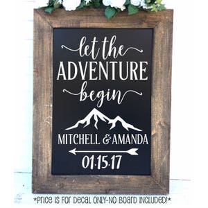 Adventure Wedding Decal Vinyl Wedding Decor Rustic Adventure Themed ...