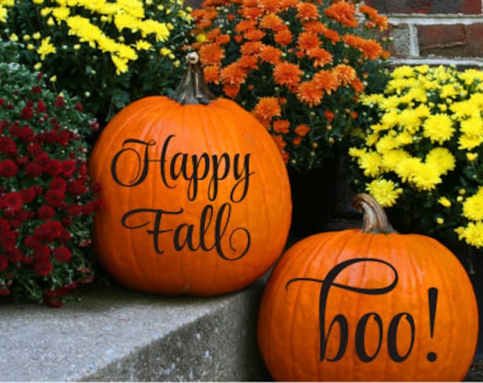 Pumpkin Decals Happy Fall Decal Boo Decal Vinyl Decals | Etsy
