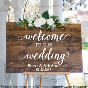 Wedding Welcome Decal With Names and Date Welcome to Our Wedding Sign ...