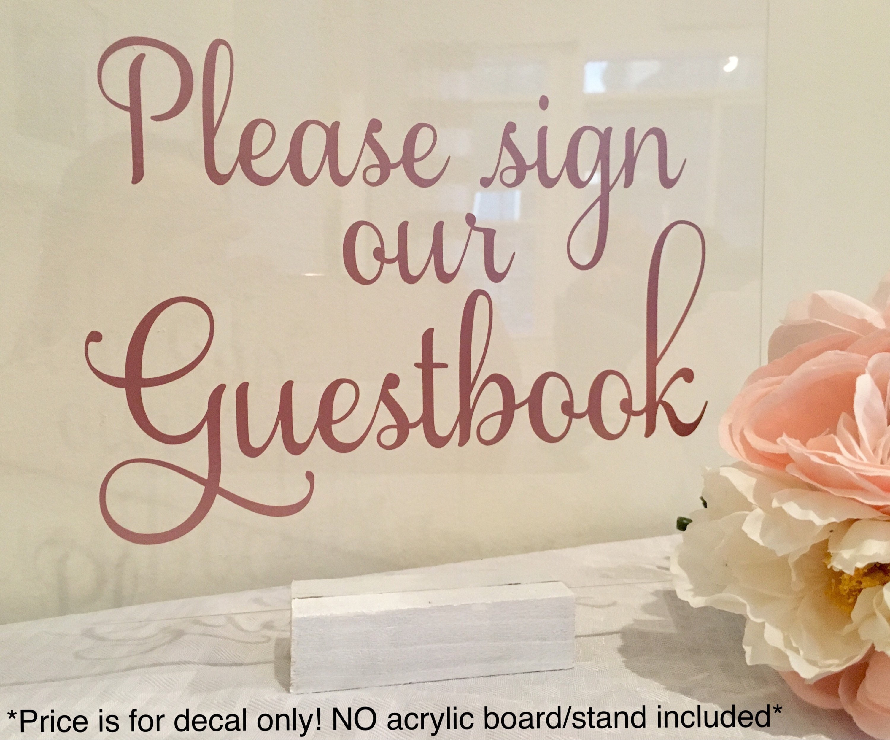 Please Sign Our Guestbook Decal Rose Gold Small Wedding Decal | Etsy