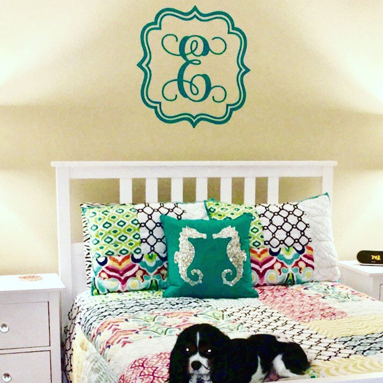 Monogram Wall Decal Vinyl Wall Decal Initial Monogram Decal Last Name ...