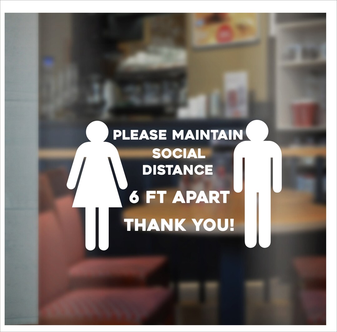 Social Distance Decal for Store Front Door or Window Small Business ...