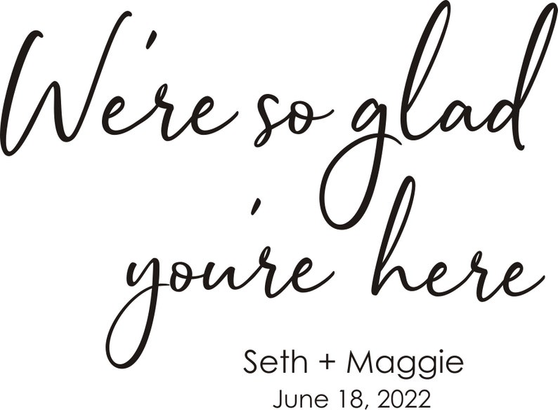 We're so Glad You're Here Wedding Vinyl Decal for Sign - Etsy