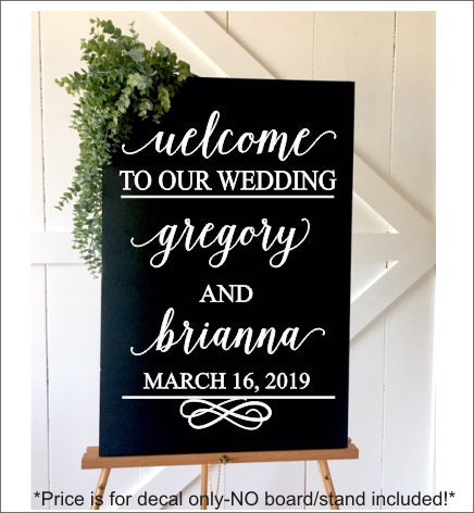 Wedding Welcome Sign Decal for Wedding Sign Names and Date | Etsy