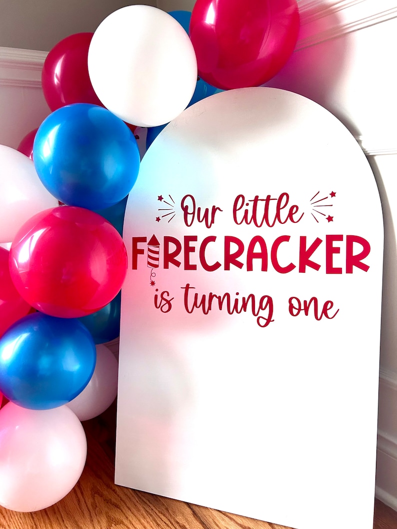 Firecracker First Birthday Vinyl Decal, July 4th Party Decor - Etsy