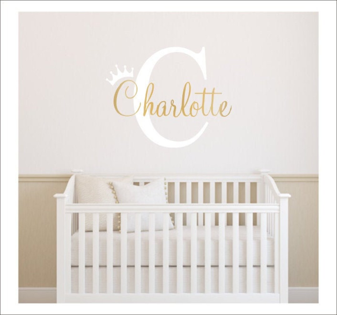 Princess Crown, Name, and Initial Vinyl Wall Decal Set - Etsy