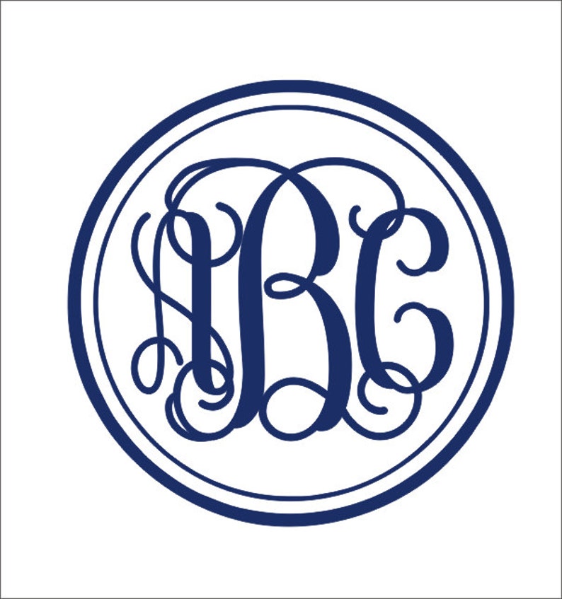 Vine Monogram Decal Wall Decal Circle Border Preppy Monogram - Etsy