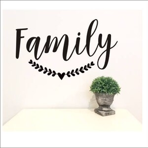 Family Wall Decal Rustic Farmhouse Decal Family With Heart Laurel Vinyl ...