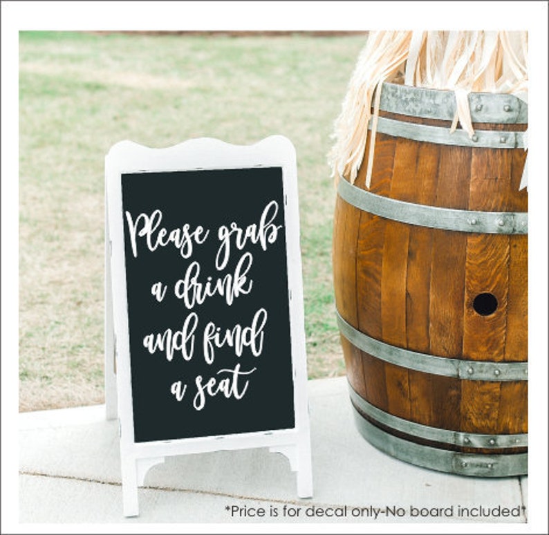 Please Grab a Drink Vinyl Decal and Find a Seat Wedding Sign - Etsy