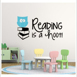 Reading is a Hoot Wall Decal School Classroom Decor Reading Center ...