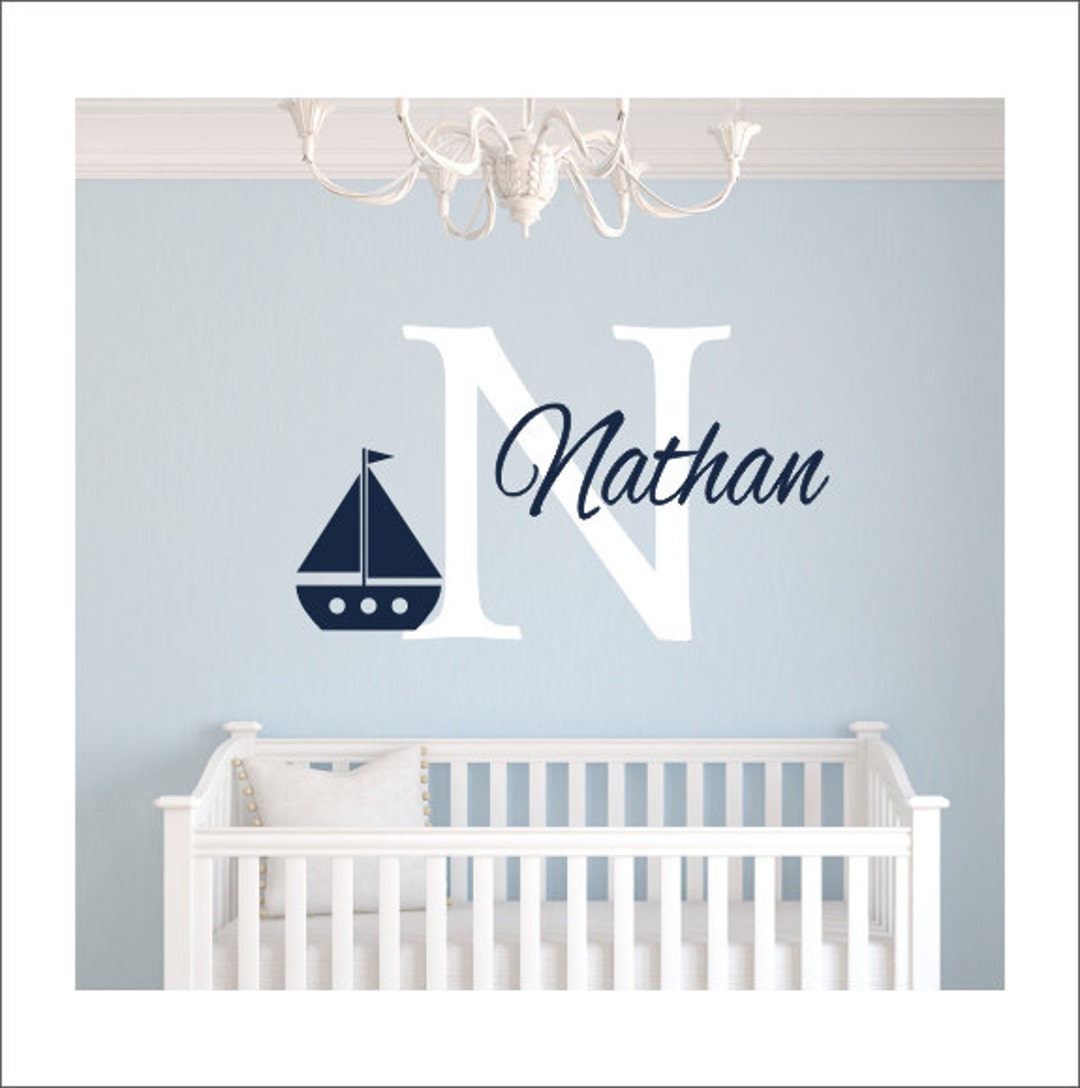 Personalized Sailboat Decal Nautical Sailboat Vinyl Wall Decal Kids ...