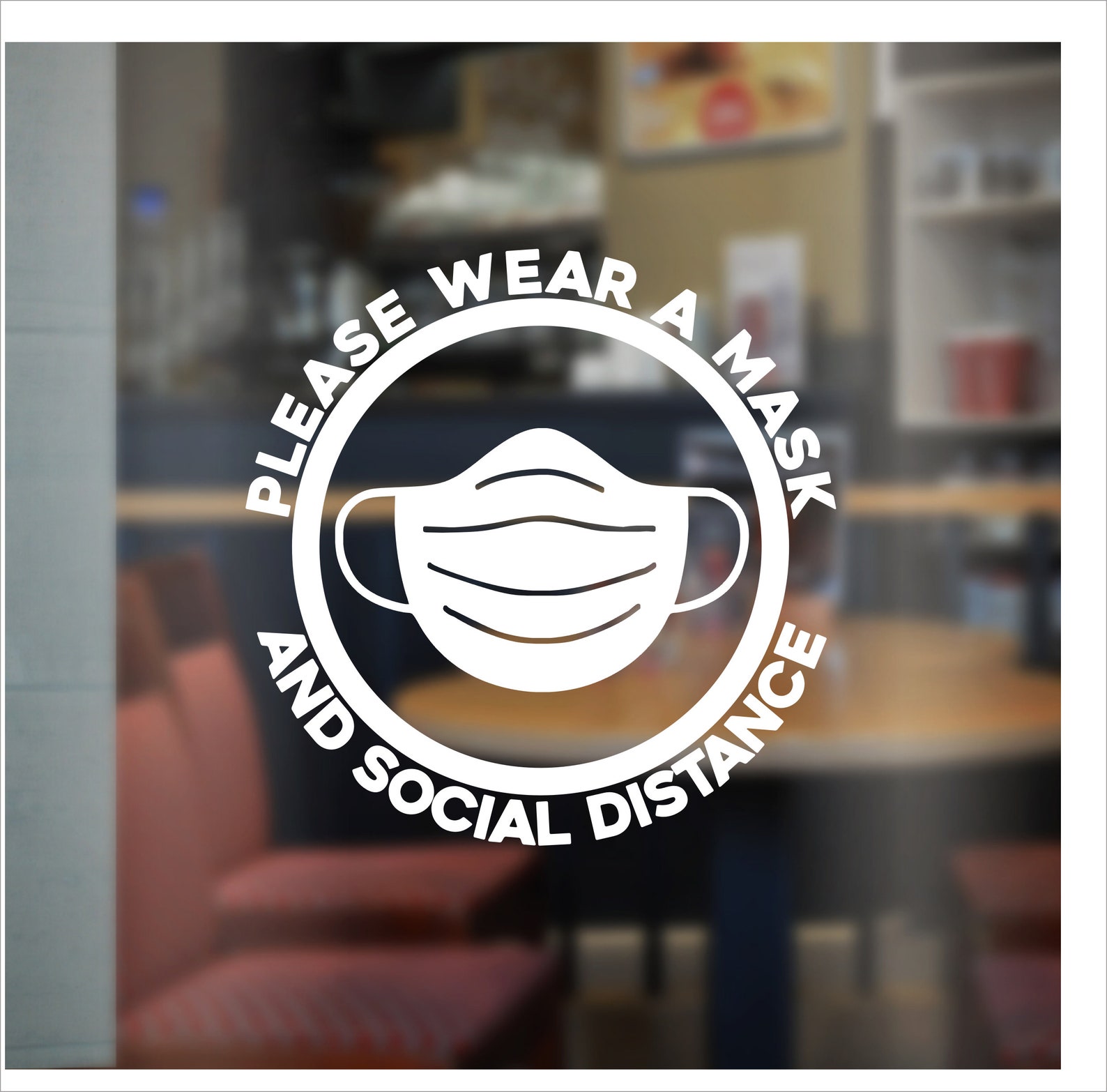 Face Mask Decal Social Distance Vinyl Decal for Store Front or - Etsy