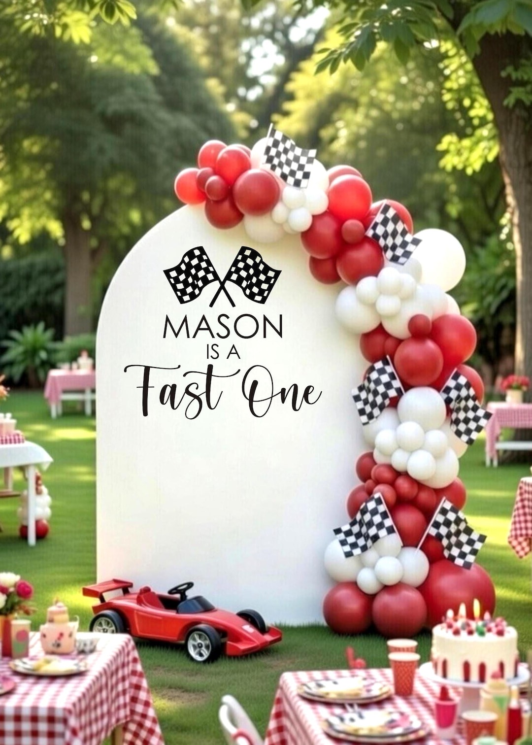 Fast One Birthday Decal - Race Car Theme Vinyl for Backdrop ...