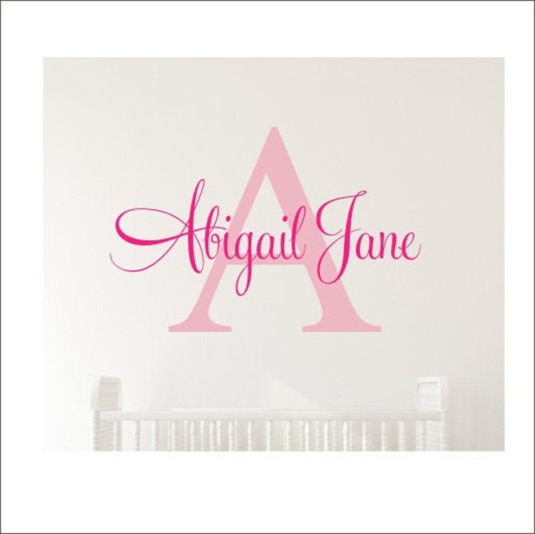 Personalized Wall Decal Vinyl Wall Decal Name Initial Decal Monogram ...