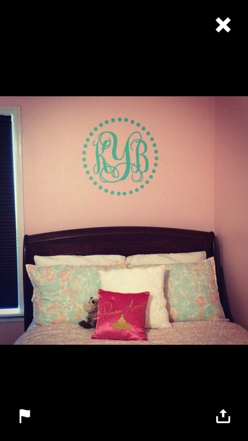 Vine Monogram Wall Decal Polka Dot Border Vine Monogram Decal - Etsy