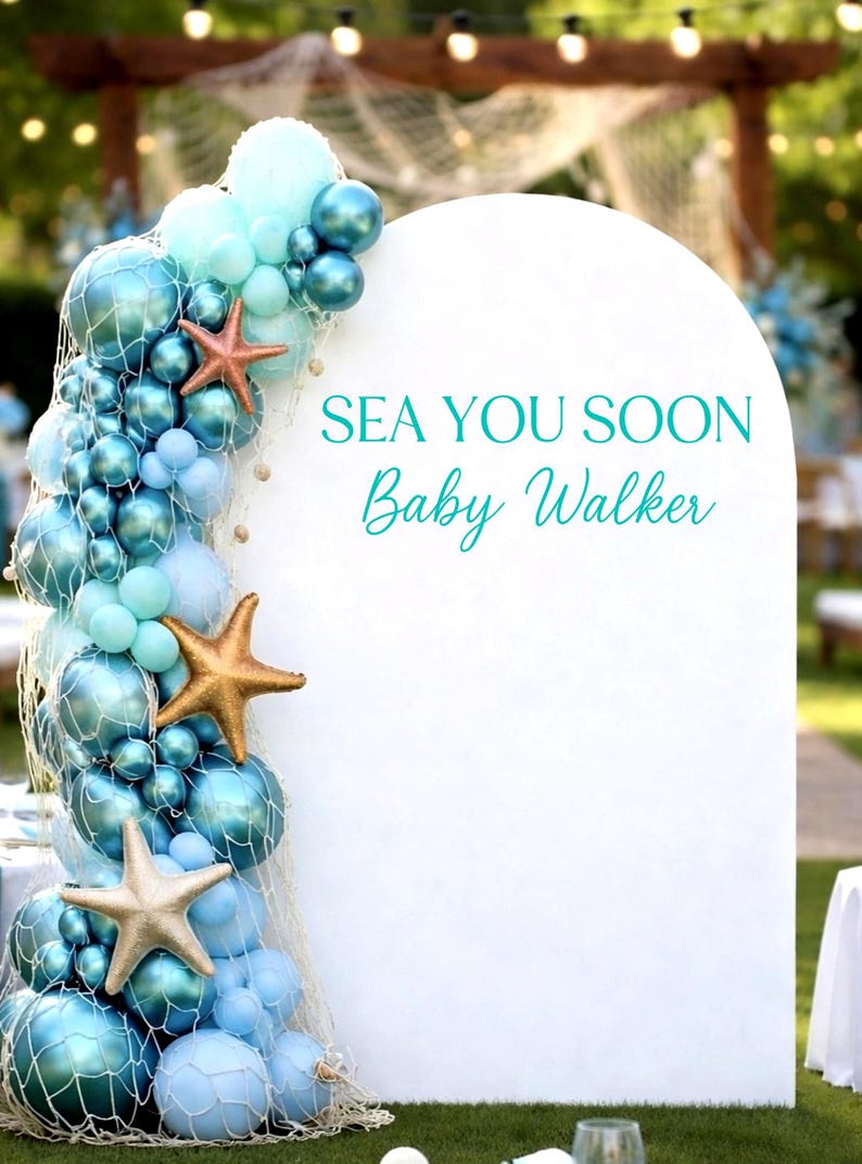 Sea You Soon Baby - Custom Name Decal for Nautical Baby Shower Backdrop ...