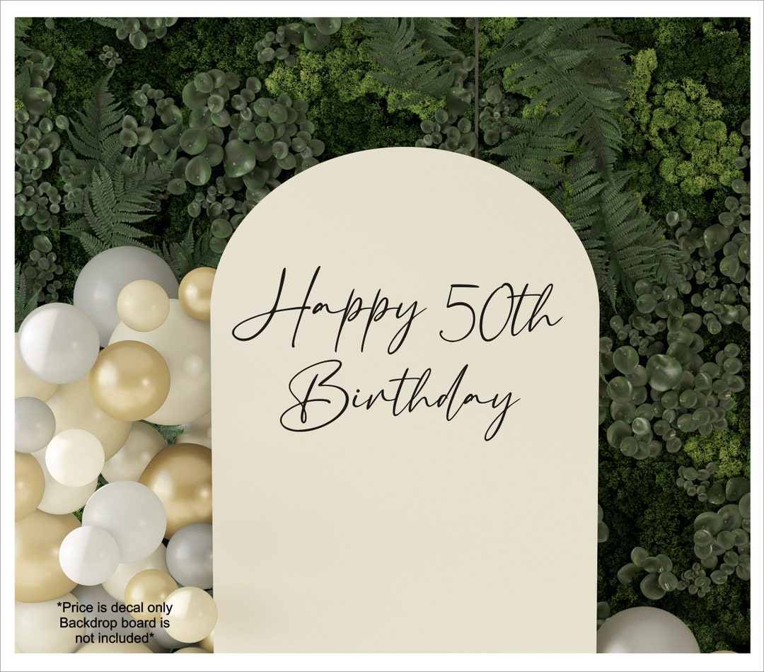 Happy 50th Birthday Decal for Sign Balloon Arch Welcome Sign Decal ...